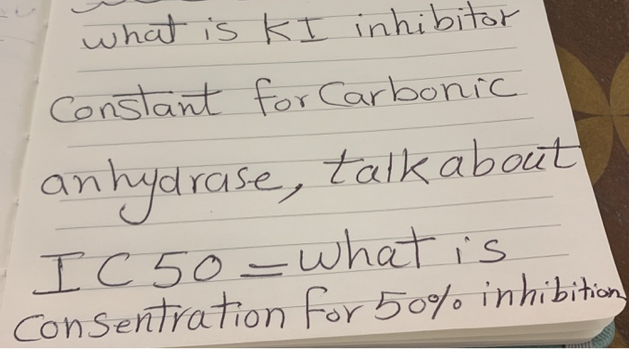 Solved what is kI inhibitor Constant for Carbonic anhydrase, | Chegg.com