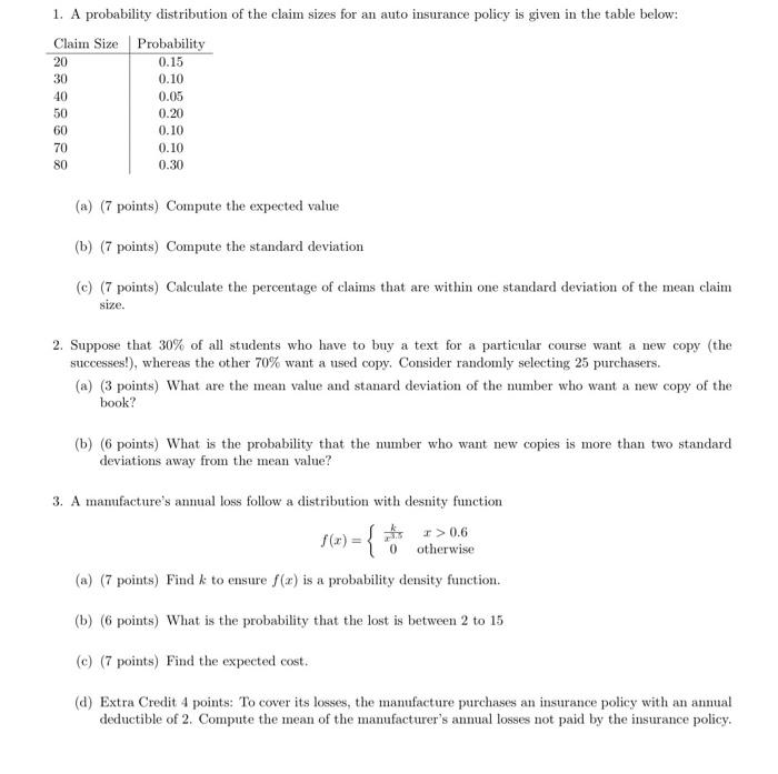 Solved (a) ( 7 points) Compute the expected value (b) (7 | Chegg.com