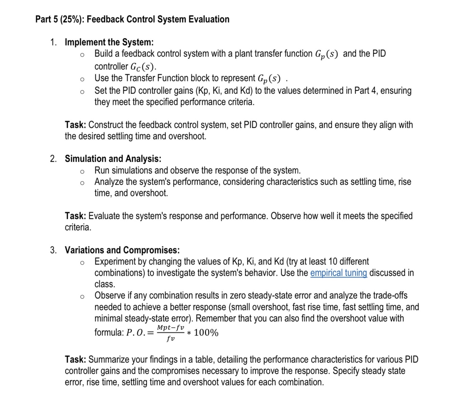 Solved Part 5(25%): Feedback Control System | Chegg.com