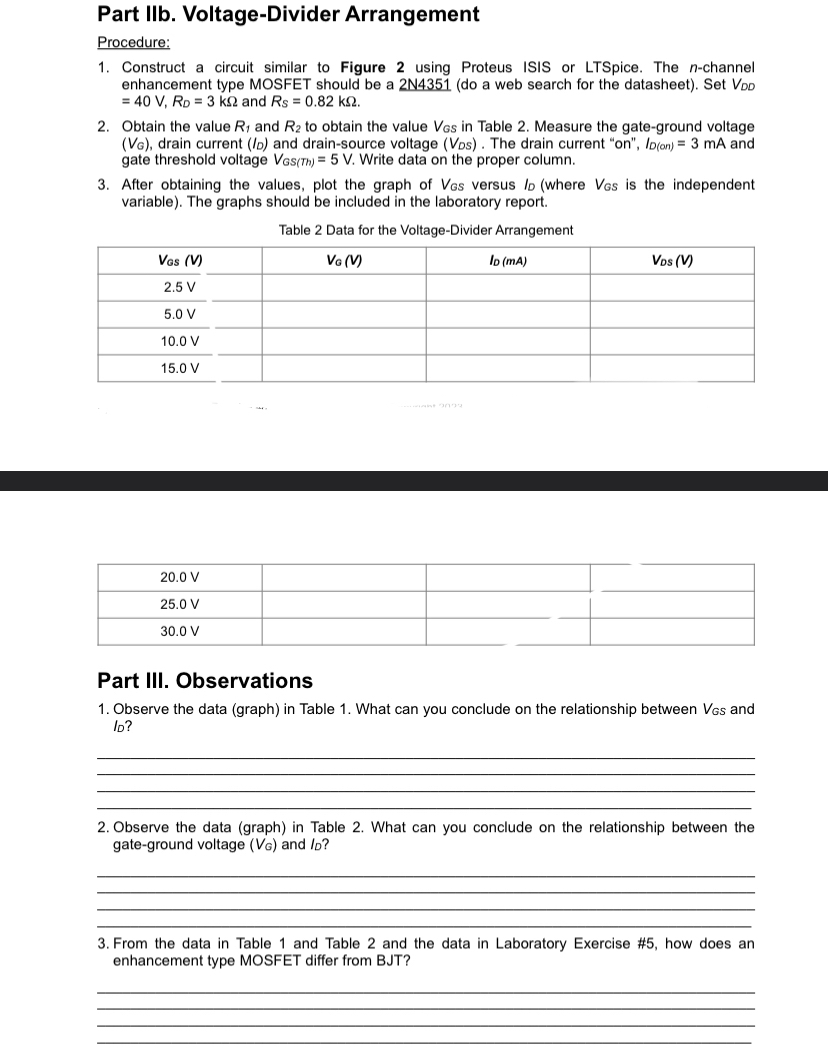 Part Ilb. Voltage-Divider | Chegg.com