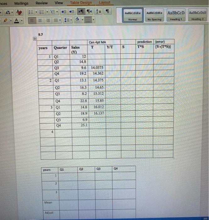 Solved nces Mailings Review View Table Design Layout | Chegg.com