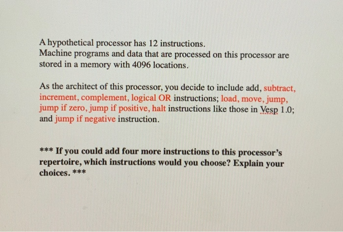 Solved A hypothetical processor has 12 instructions. Machine | Chegg.com