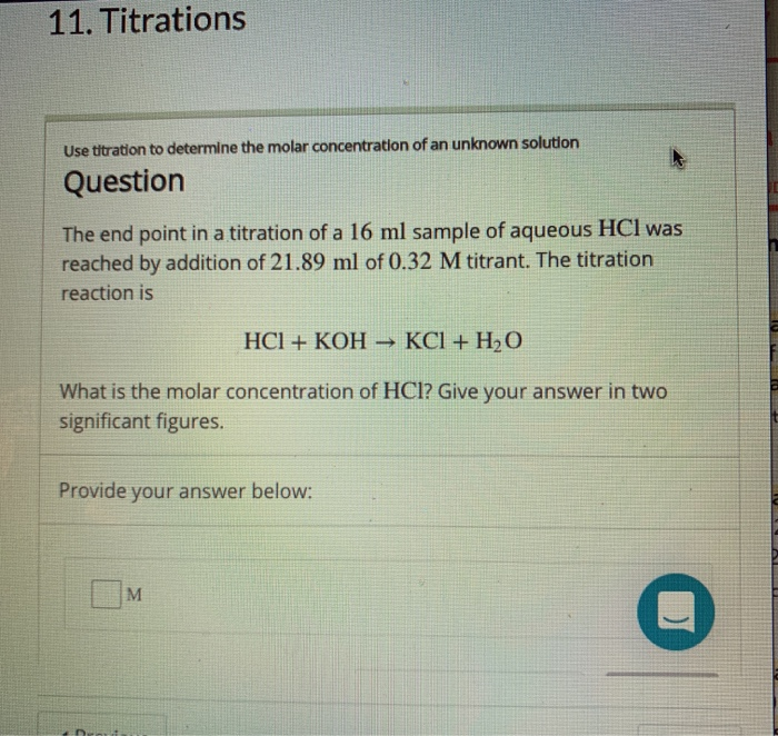 Solved 11. Titrations Use titration to determine the molar | Chegg.com