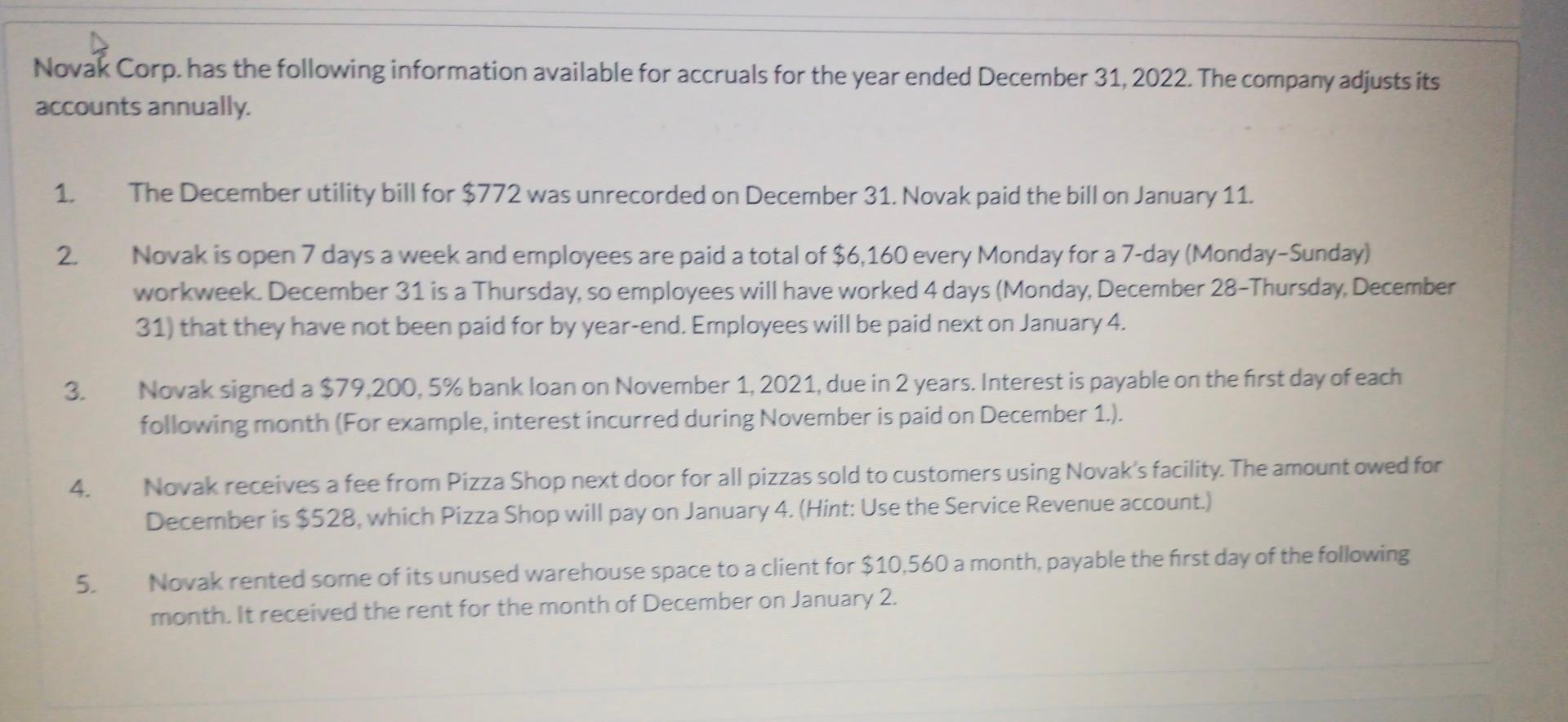Solved Novak Corp. has the following information available | Chegg.com