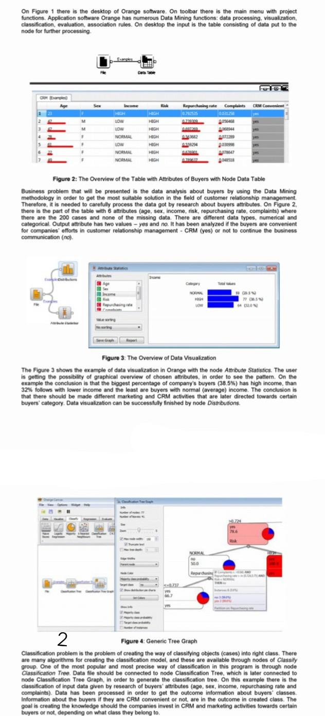 Solved On Figure 1 there is the desktop of Orange software. | Chegg.com