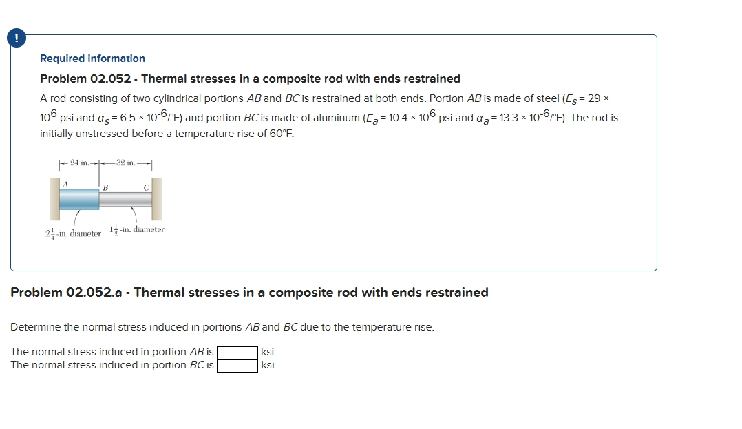 Solved Required informationProblem 02.052 - ﻿Thermal | Chegg.com