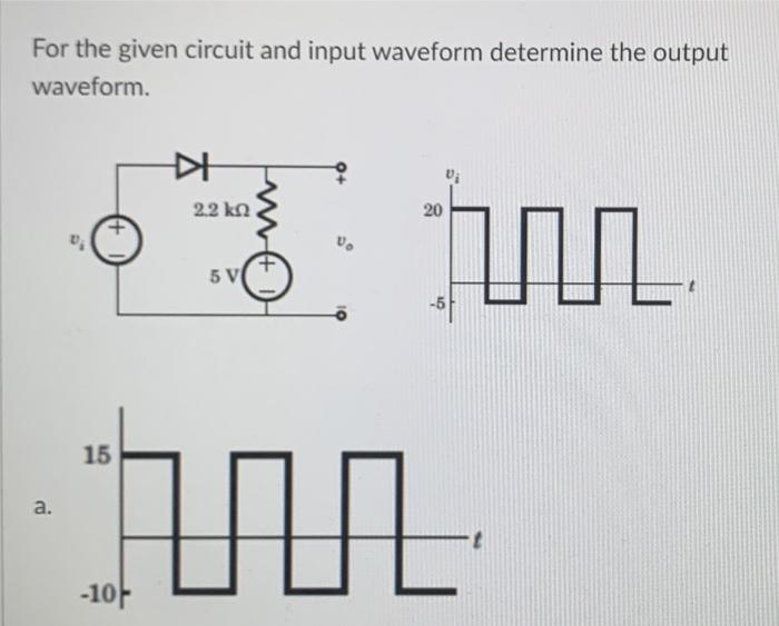 Solved For the given circuit and input waveform determine | Chegg.com