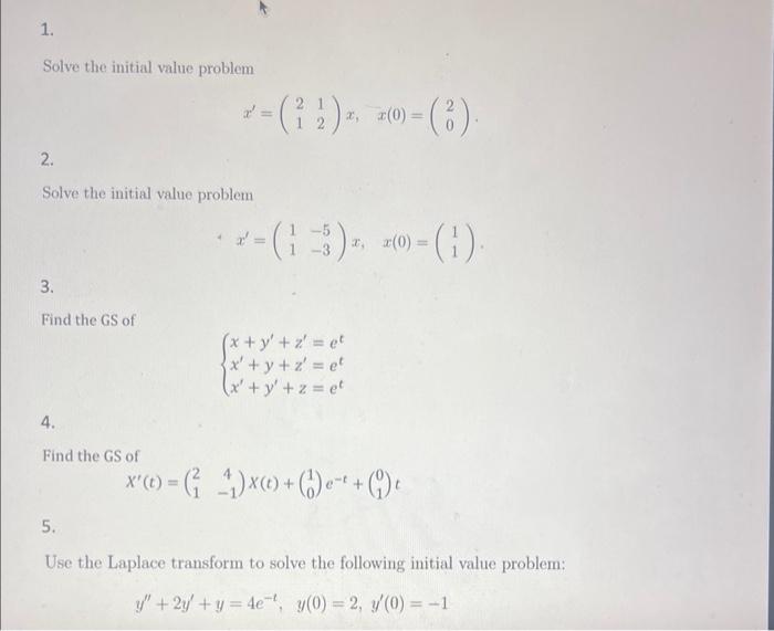 Solved 1. Solve the initial value problem | Chegg.com