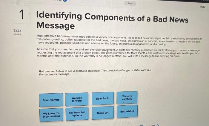 1 33.33 points Saved Help Identifying Components of a | Chegg.com