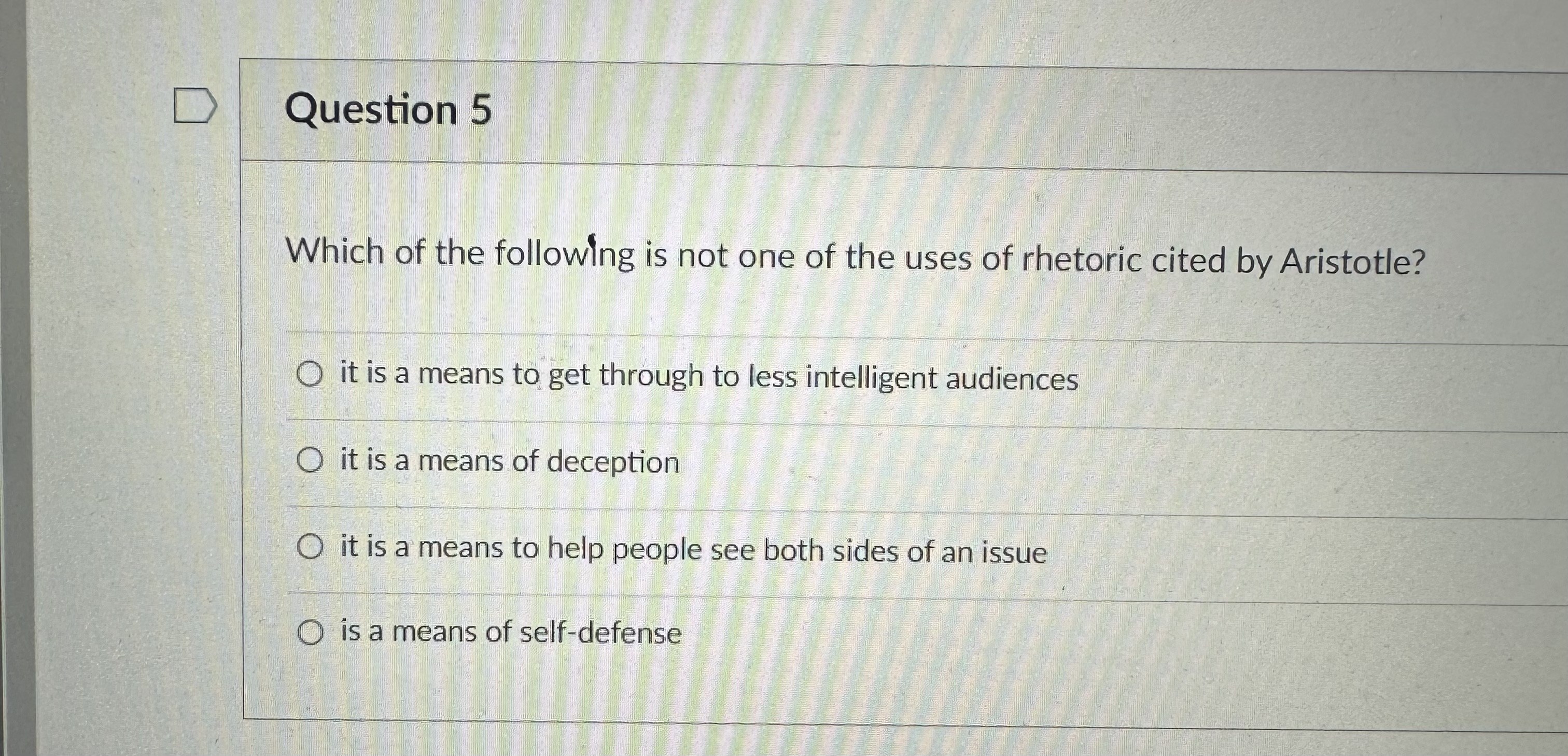 Solved Question 5 ﻿Which of the following is not one of the | Chegg.com