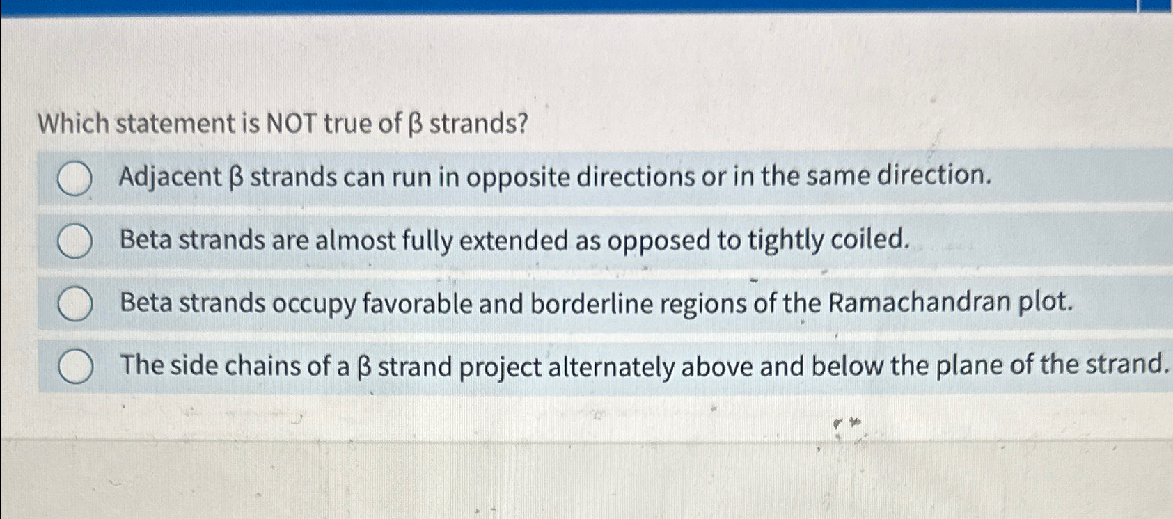 Solved Which statement is NOT true of \\\\beta | Chegg.com