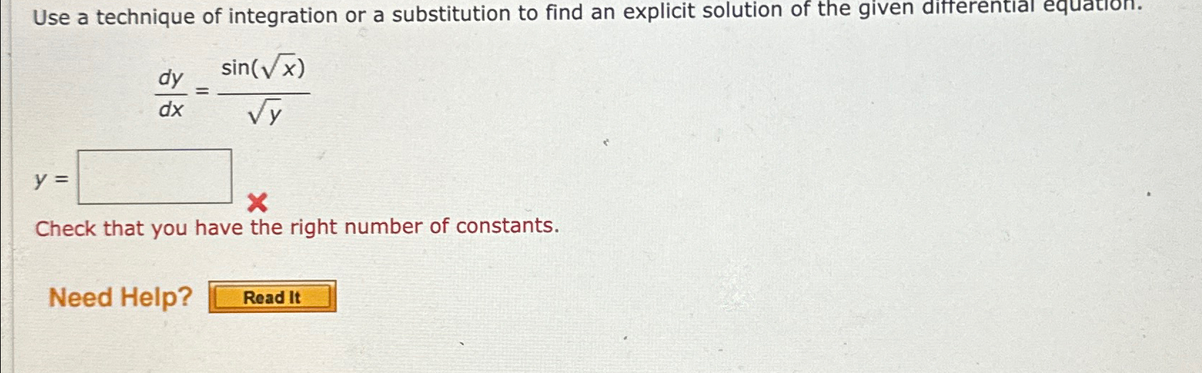 Solved Use a technique of integration or a substitution to | Chegg.com