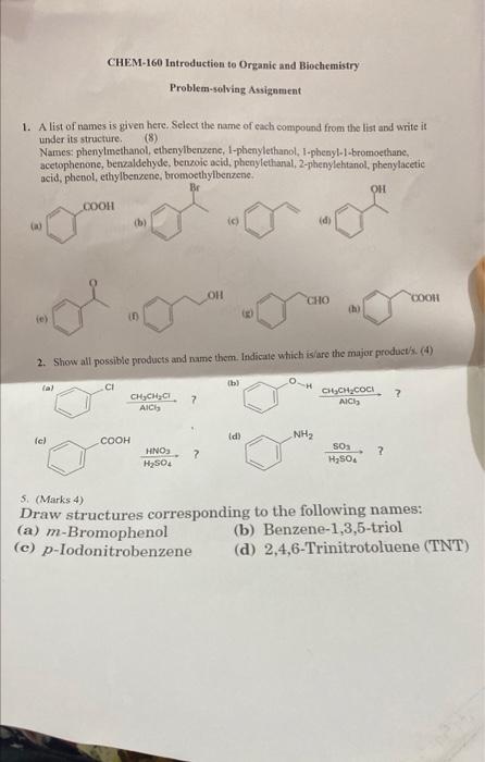 CHEM-160 Introduction to Organic and Biochemistry | Chegg.com