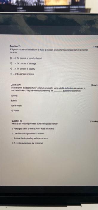 Solved Question 13 A Nigerian household would have to make a | Chegg.com