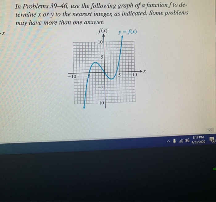 Solved In Problems 39 46 Use The Following Graph Of A