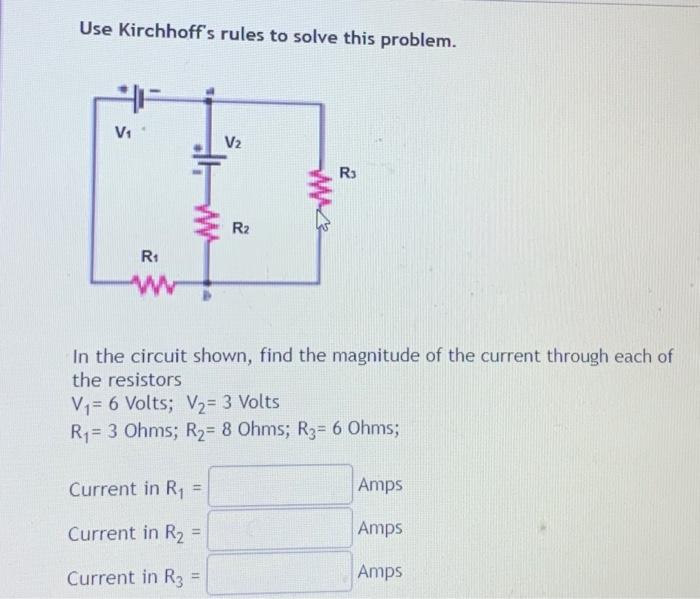 Solved Use Kirchhoff's rules to solve this problem. In the | Chegg.com