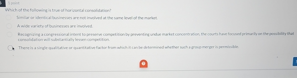 Solved 1 ﻿pointWhich of the following is true of horizontal | Chegg.com