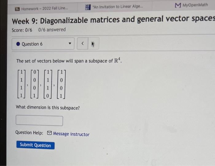 Solved Week 9: Diagonalizable matrices and general vector | Chegg.com
