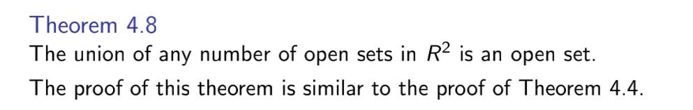 Solved Theorem 4.8 The union of any number of open sets in | Chegg.com