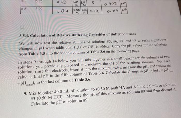 Solved 3.5.4. Calculation of Relative Buffering Capacities | Chegg.com