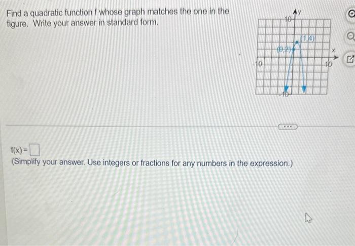 Solved Find A Quadratic Function F Whose Graph Matches The