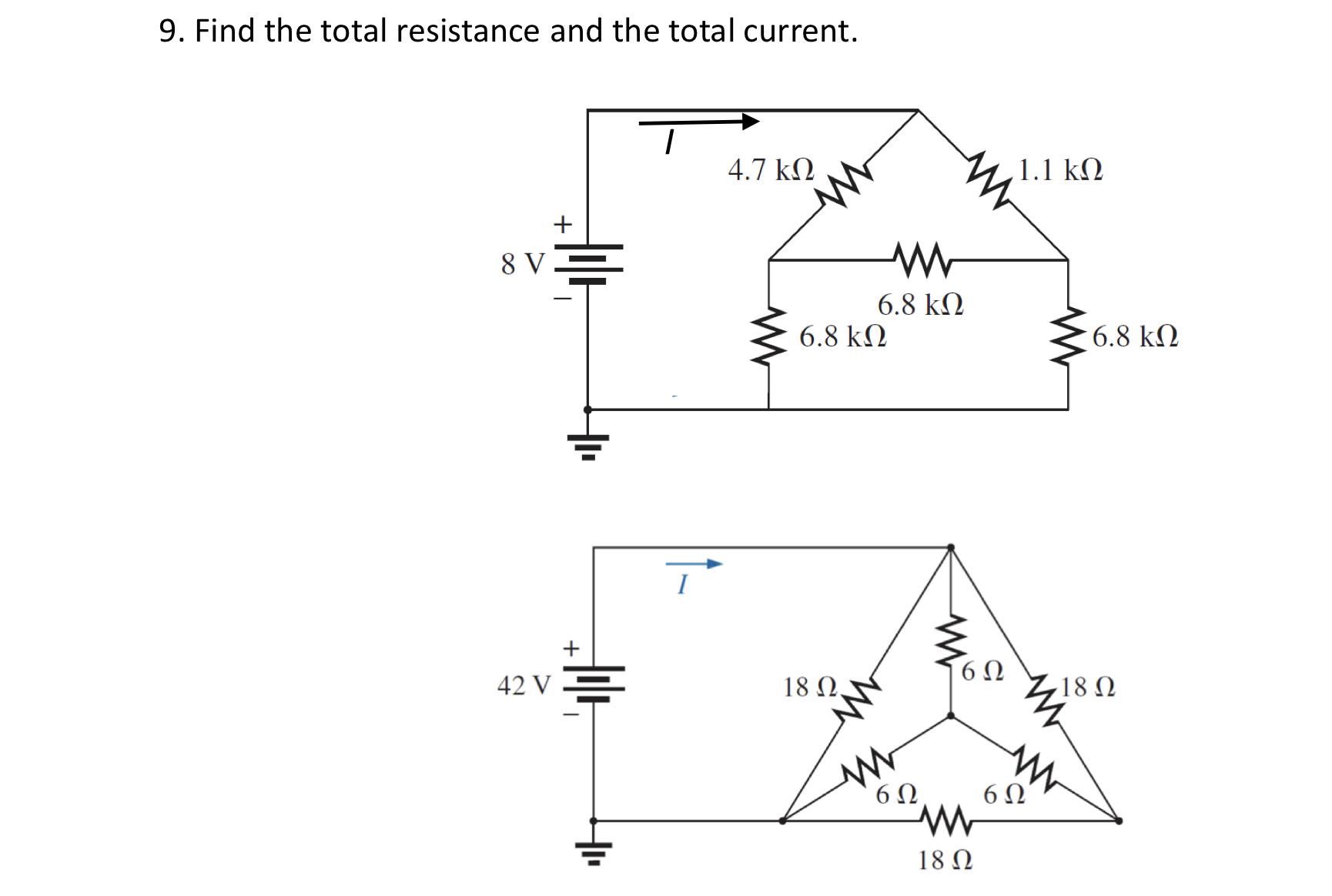 Solved Find the total resistance and the total current. | Chegg.com