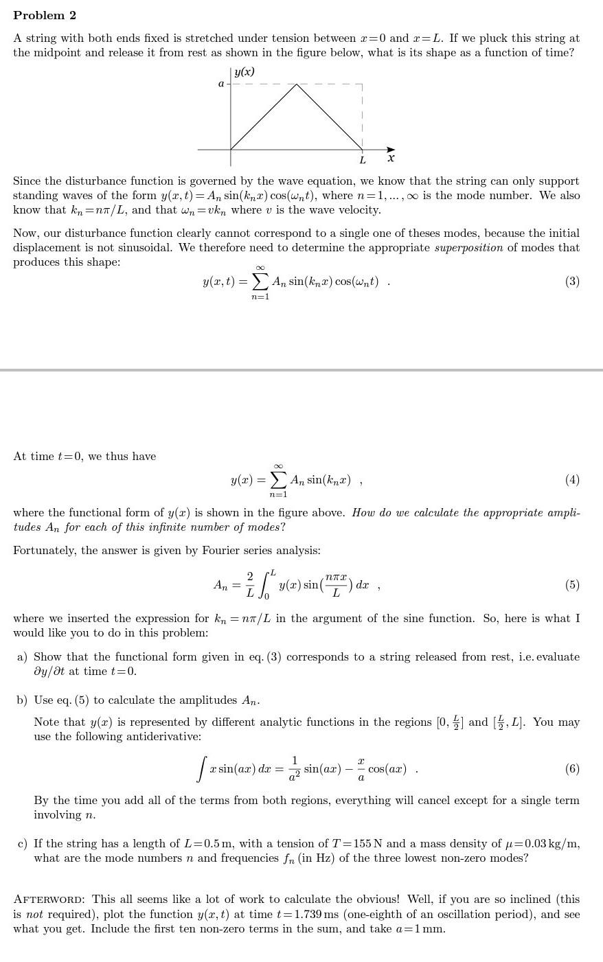 Solved A string with both ends fixed is stretched under | Chegg.com