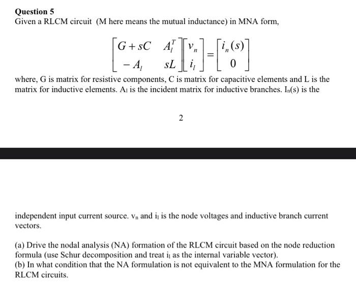 Given a RLCM circuit (M here means the mutual | Chegg.com