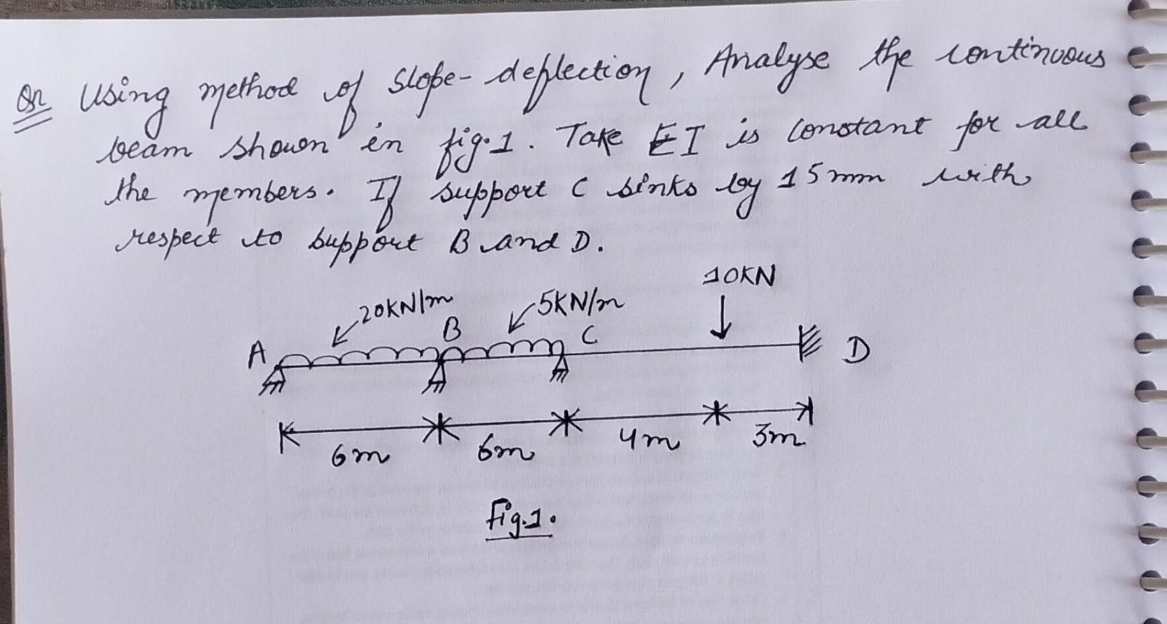 Solved Qr Using method of slope-deflection, Arralyse the | Chegg.com