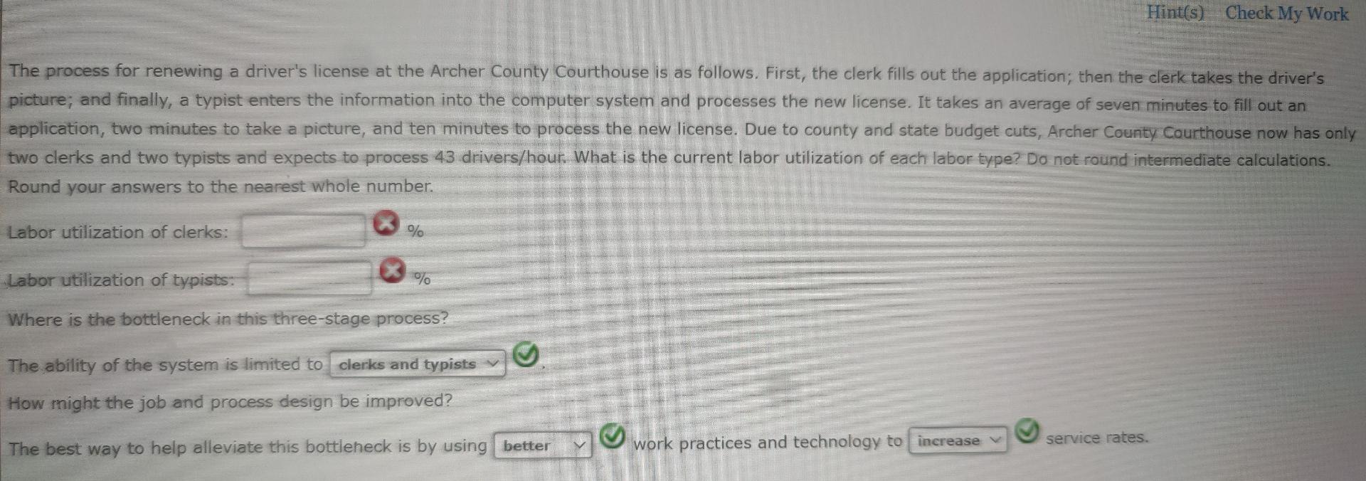 Solved Hint(s) Check My Work The process for renewing a | Chegg.com