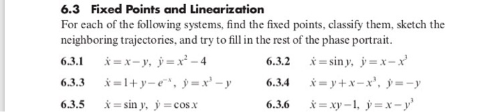 Solved 6 3 Fixed Points And Linearization For Each Of The