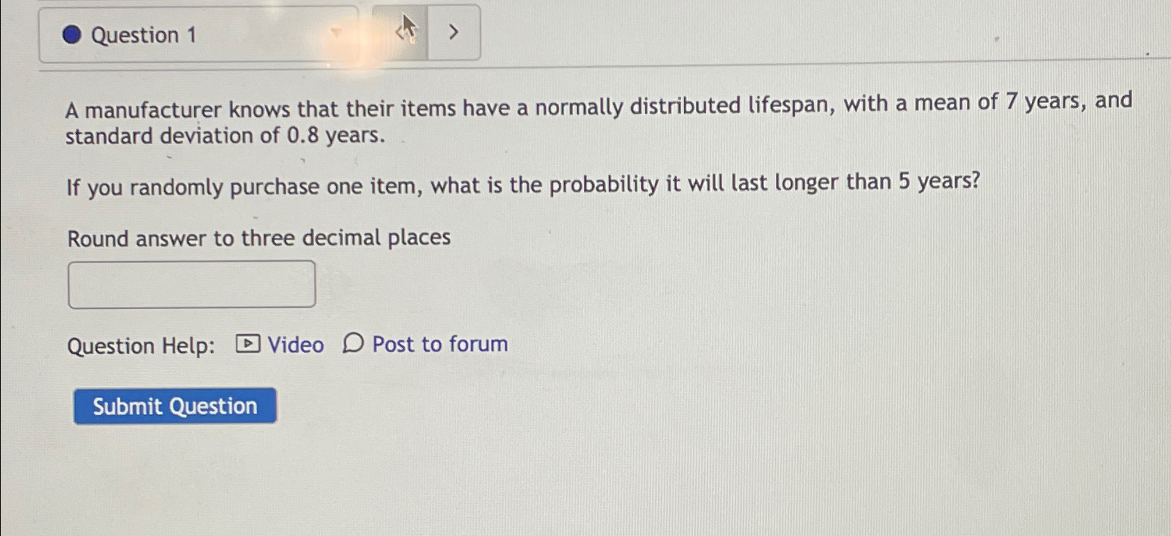 Solved Question 1A manufacturer knows that their items have | Chegg.com