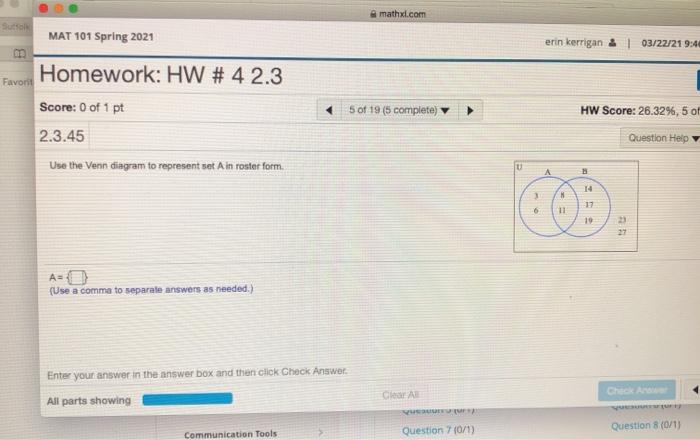 Solved mathxl.com MAT 101 Spring 2021 erin kerrigan & | Chegg.com