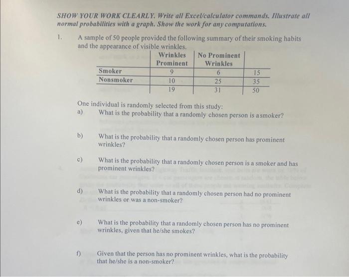 Solved SHOW YOUR WORK CLEARLY. Write all Excel/calculator | Chegg.com