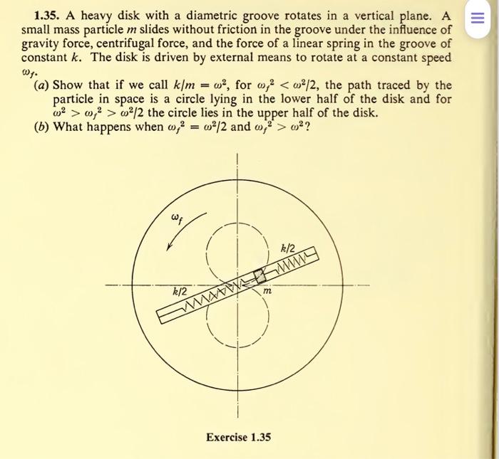 1.35. A heavy disk with a diametric groove rotates in | Chegg.com