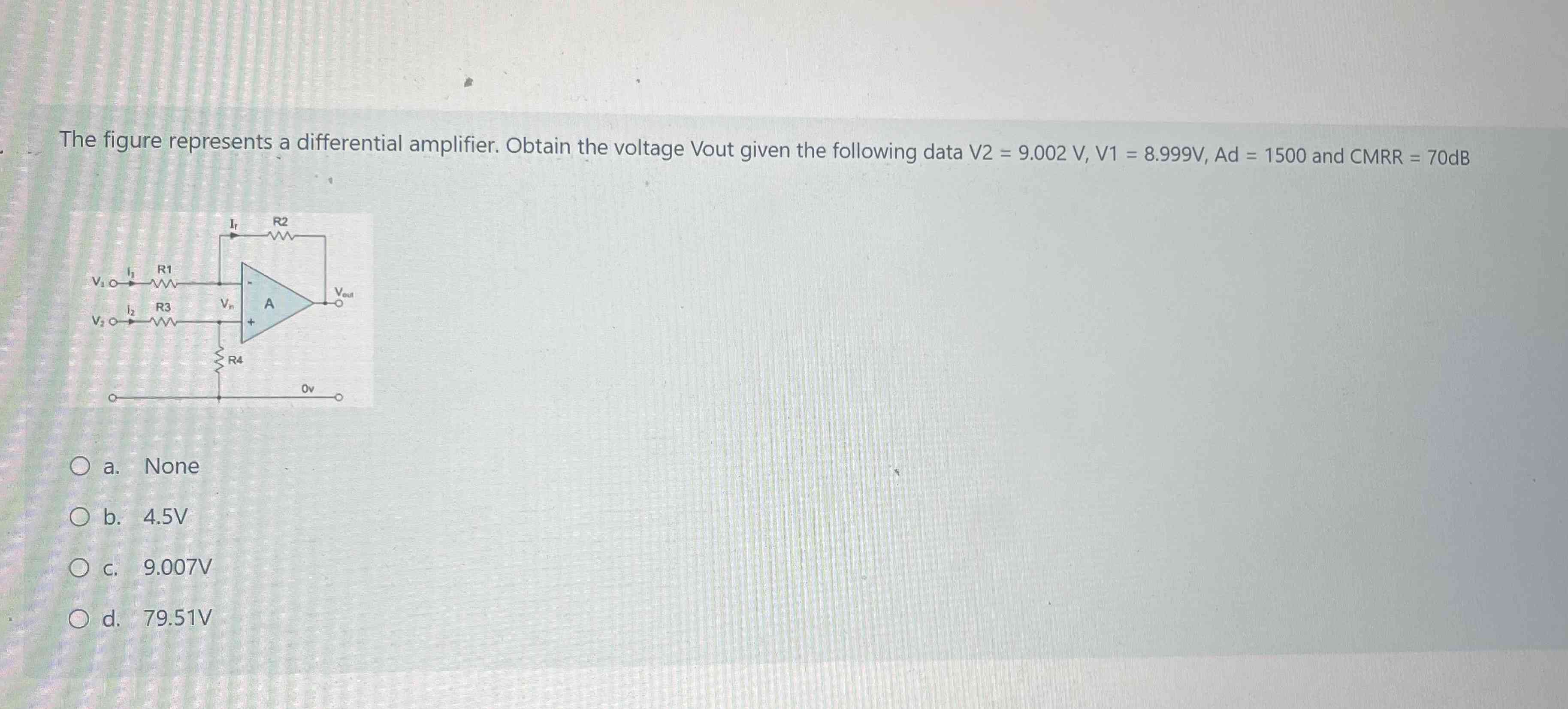 Solved The figure represents a differential amplifier. | Chegg.com