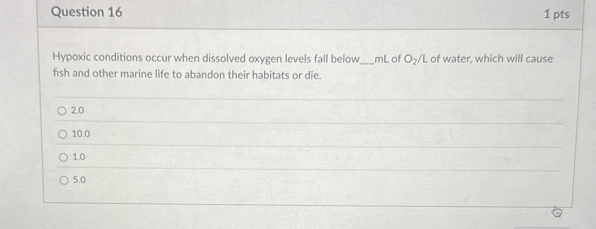 Solved Question 161 ﻿ptsHypoxic conditions occur when | Chegg.com