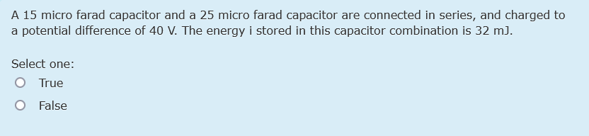 Solved A 15 ﻿micro farad capacitor and a 25 ﻿micro farad | Chegg.com