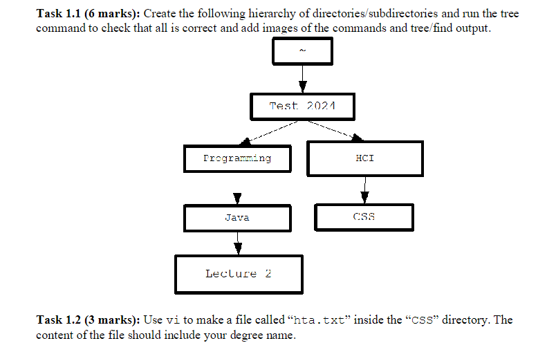 Solved Task 1.1 (6 ﻿marks): Create the following hierarchy | Chegg.com