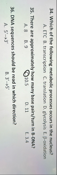 Solved Which of the following metabolic processes occurs in | Chegg.com