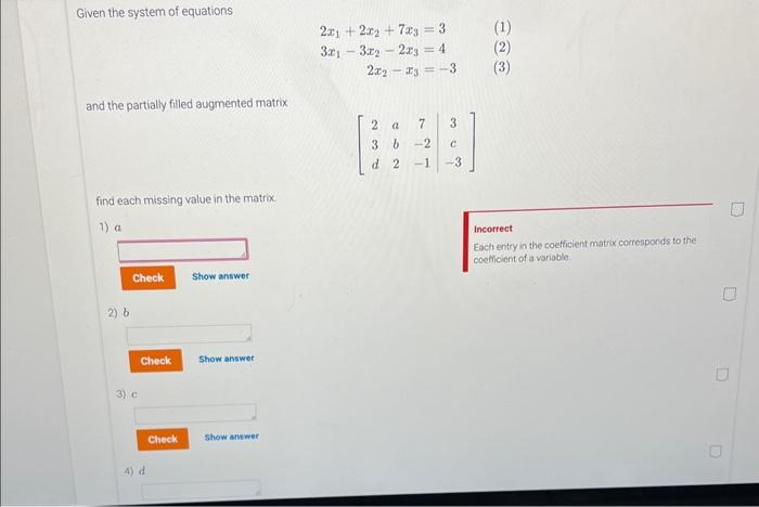 Solved Given the system of equations | Chegg.com