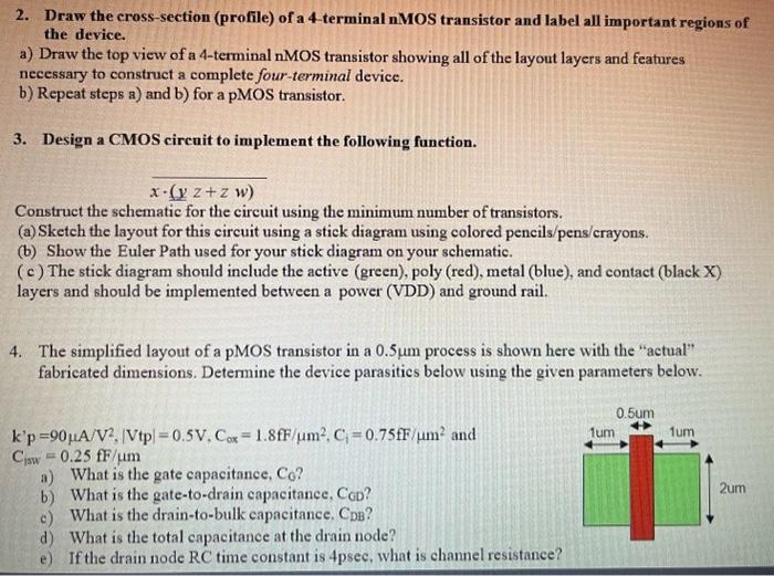 2. Draw the cross-section (profile) of a 4-terminal | Chegg.com