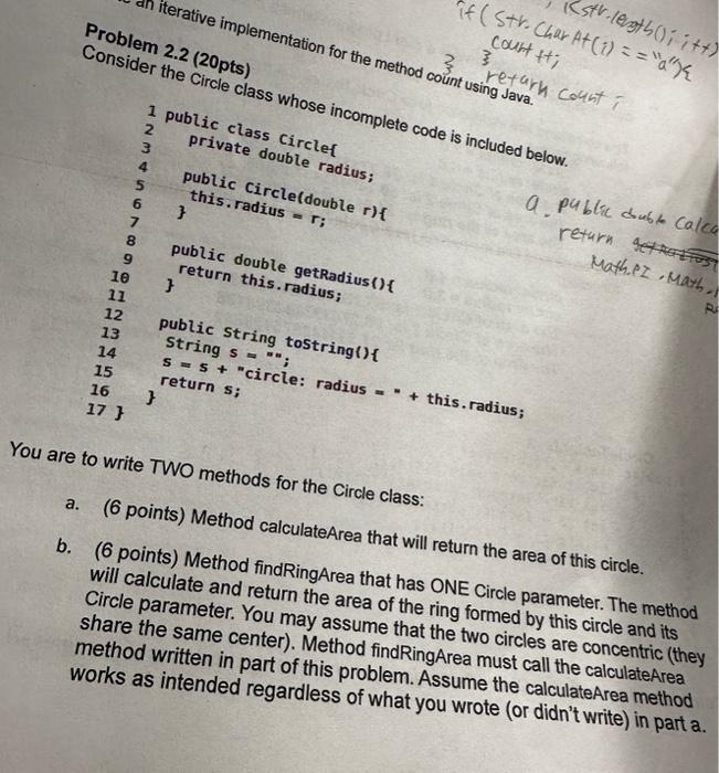 Solved implementation for the method count using vavarh | Chegg.com