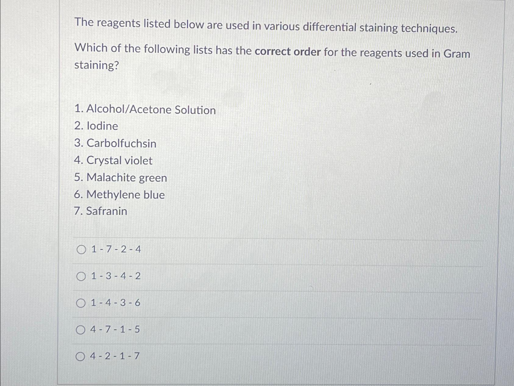 Solved The reagents listed below are used in various | Chegg.com