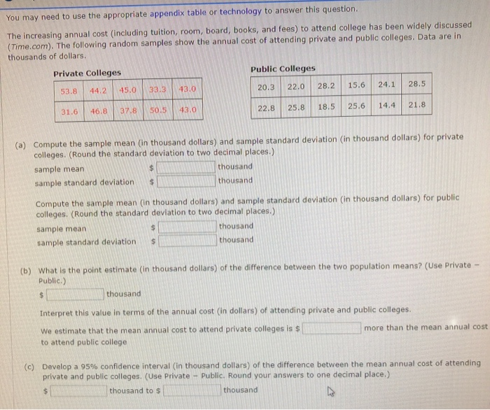 Solved You May Need To Use The Appropriate Appendix Table Or