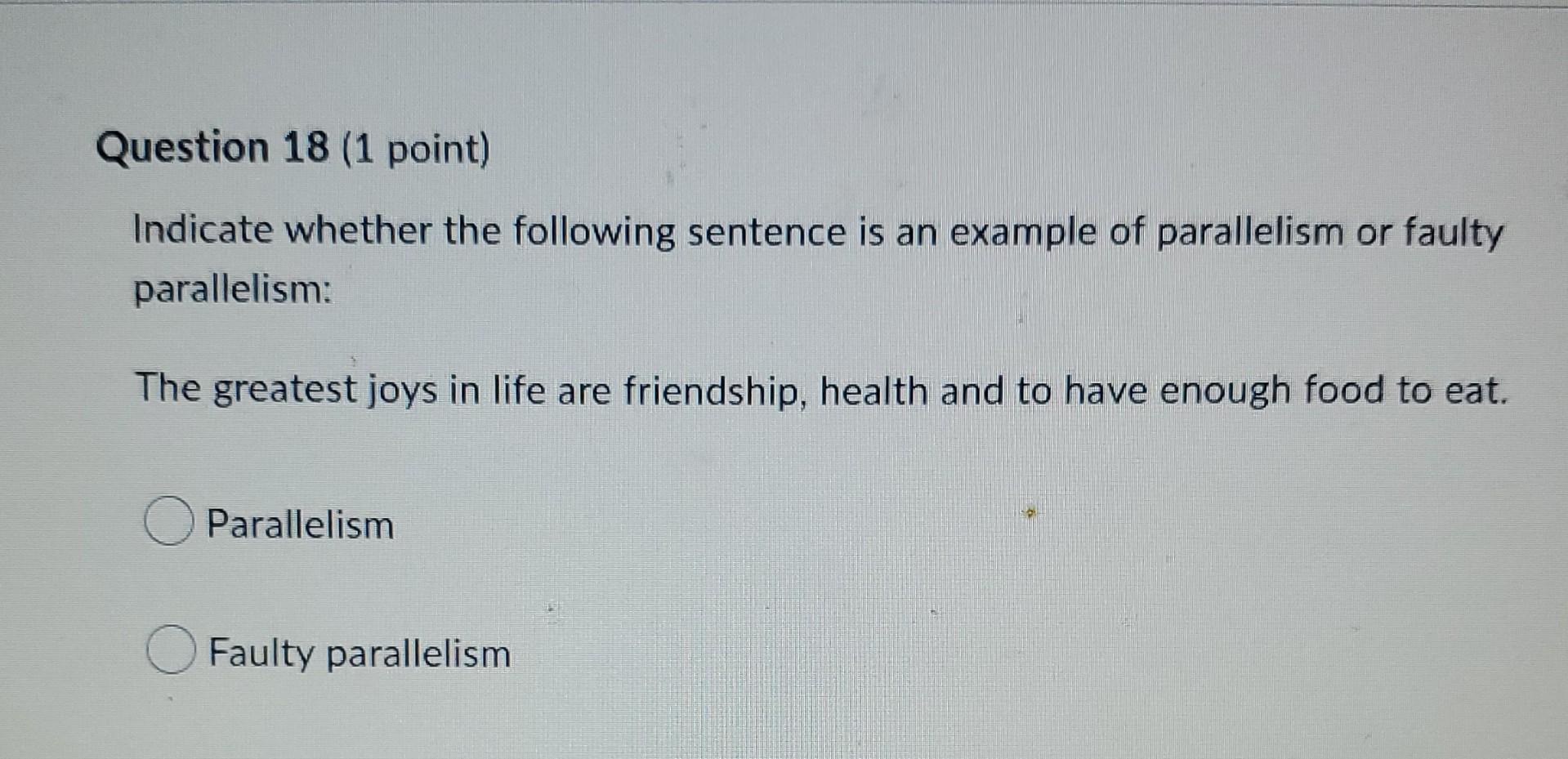 Question 18 (1 point) Indicate whether the following | Chegg.com