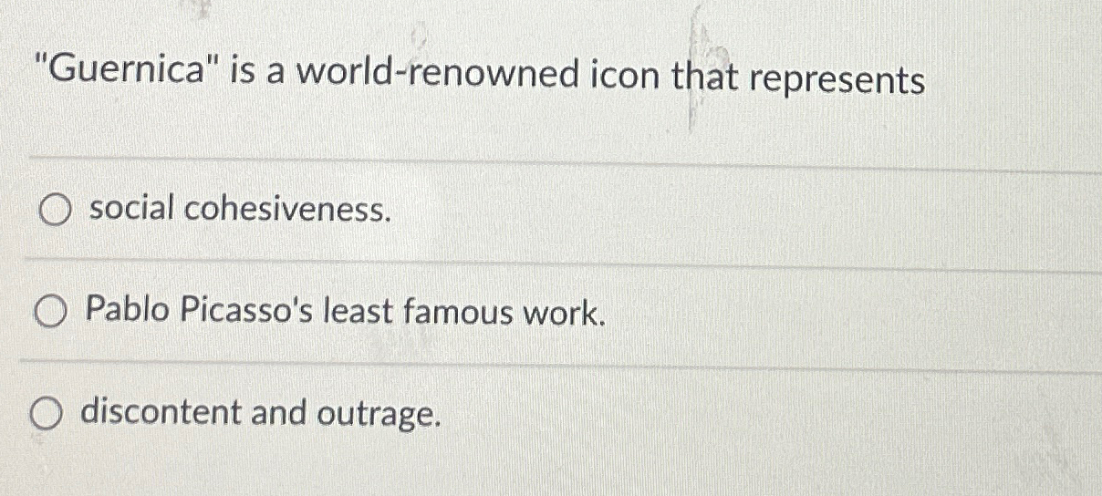 Solved "Guernica" is a world-renowned icon that | Chegg.com