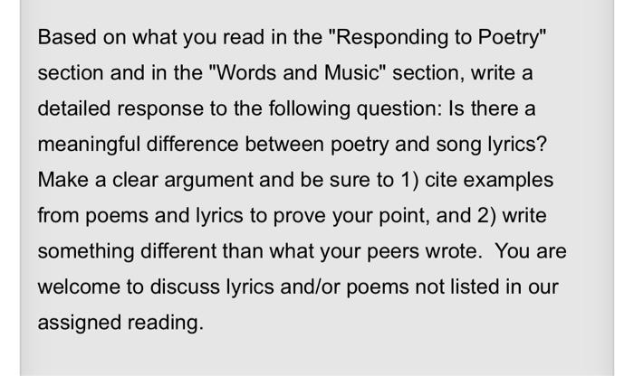 Based on what you read in the "Responding to Poetry" | Chegg.com