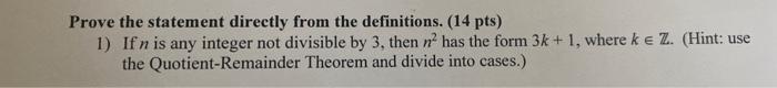 Solved Prove The Statement Directly From The Definitions Chegg