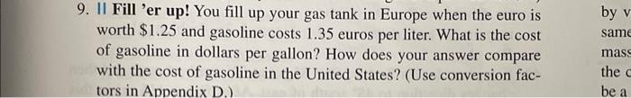 Solved 9. II Fill 'er up! You fill up your gas tank in | Chegg.com